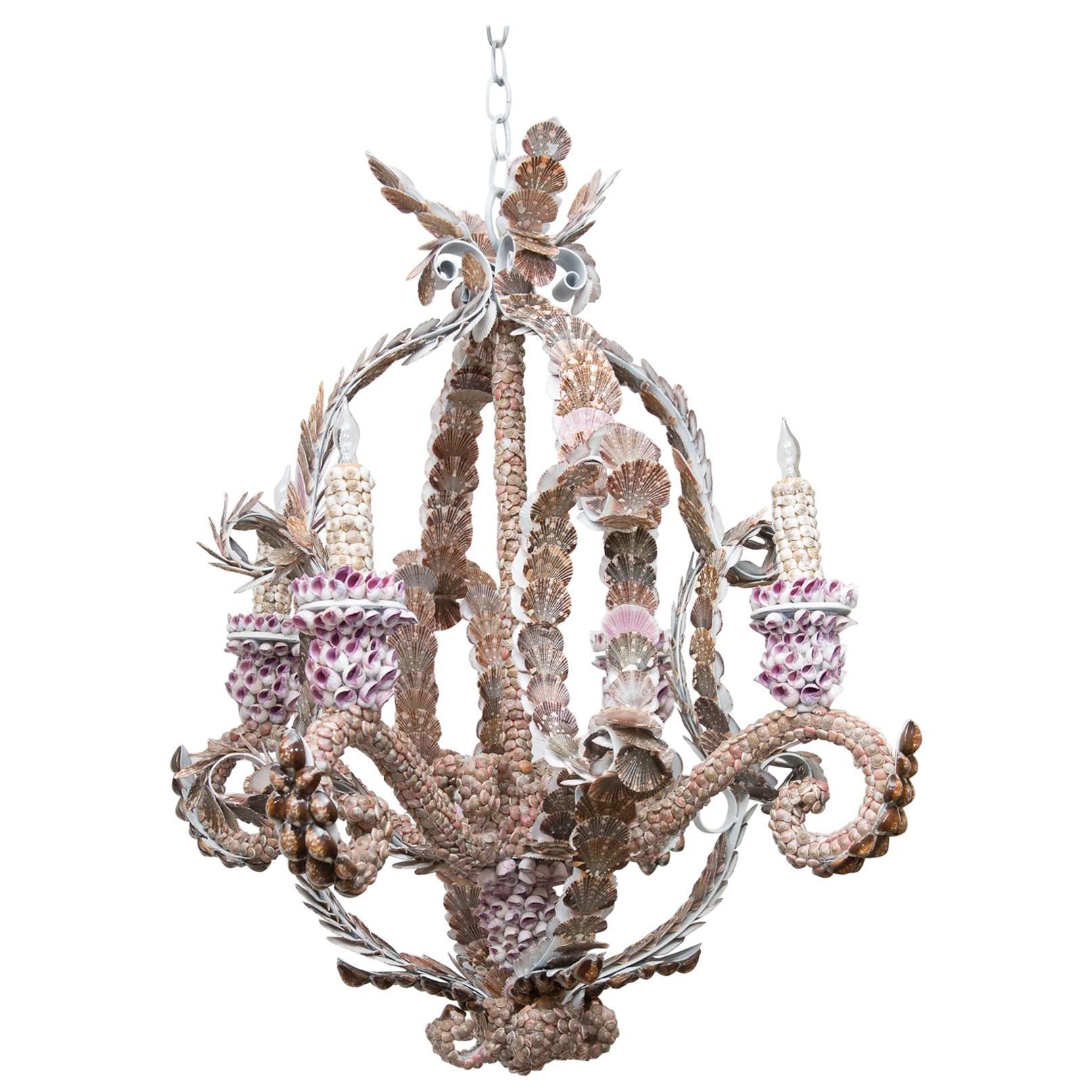 Shell Encrusted Chandelier at 1stDibs