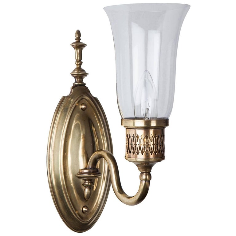 Federal Style Bronze Sconces with Glass Hurricane Shades, circa 1910 at ...