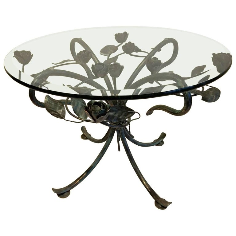Italian Rose-Motif Side Table For Sale at 1stDibs