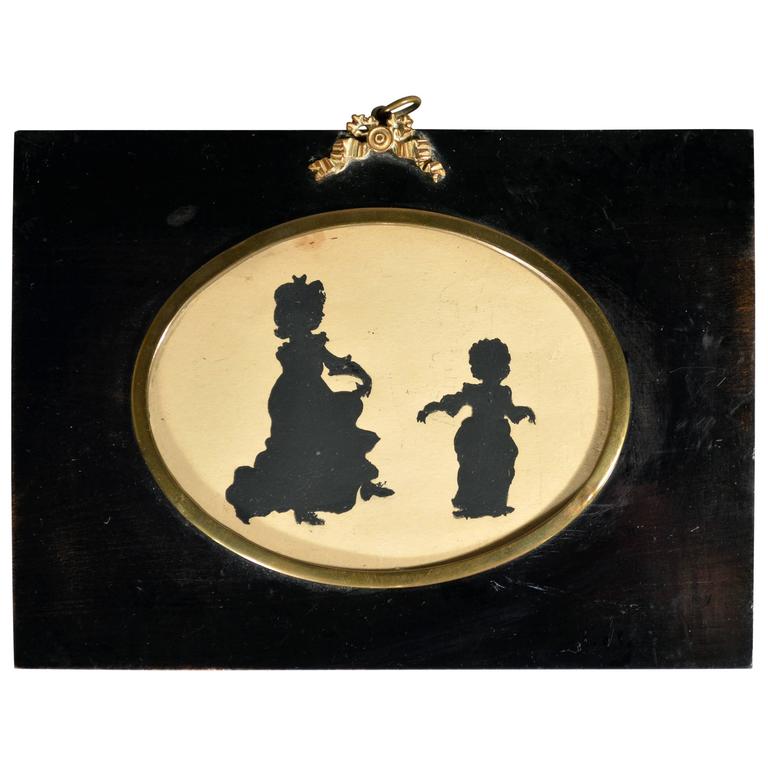 English Portrait Miniature Double Silhouette of Two Children at 1stDibs