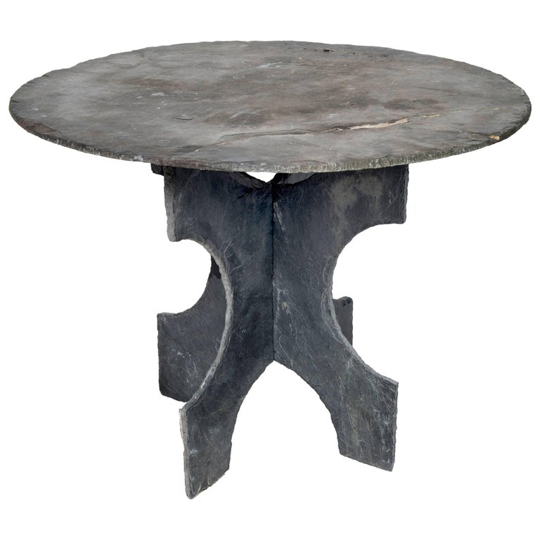 Very Early Round Slate Table for Garden or Inside from the Loire Valley ...
