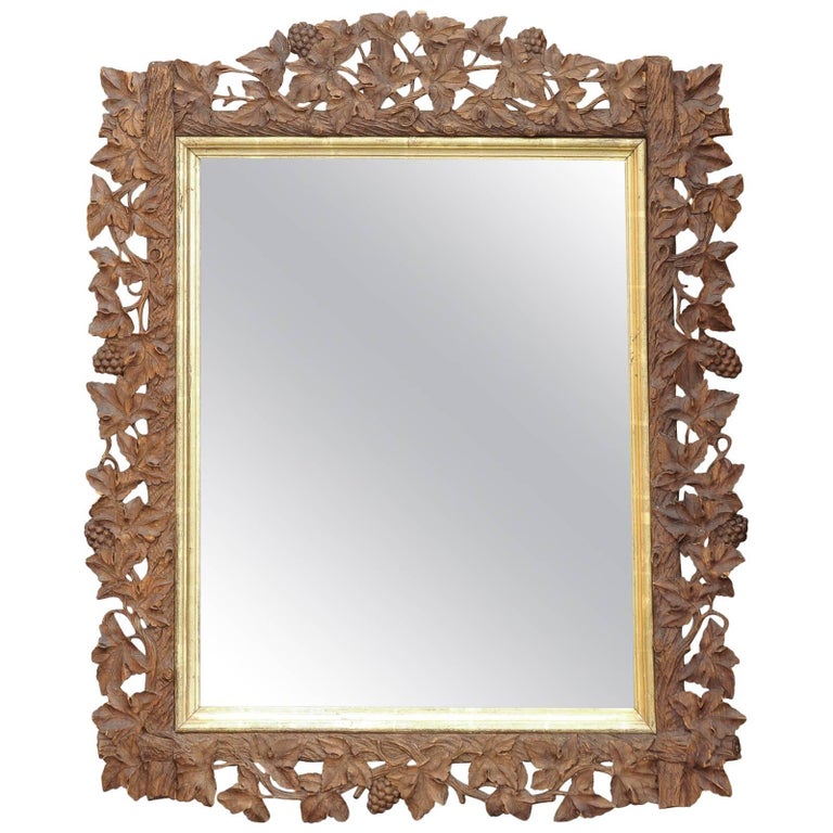 Black Forest 1880s Carved Wooden Rectangular Mirror with Openwork ...