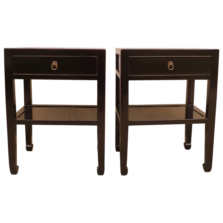 Pair of Fine Black Lacquer End Tables at 1stDibs