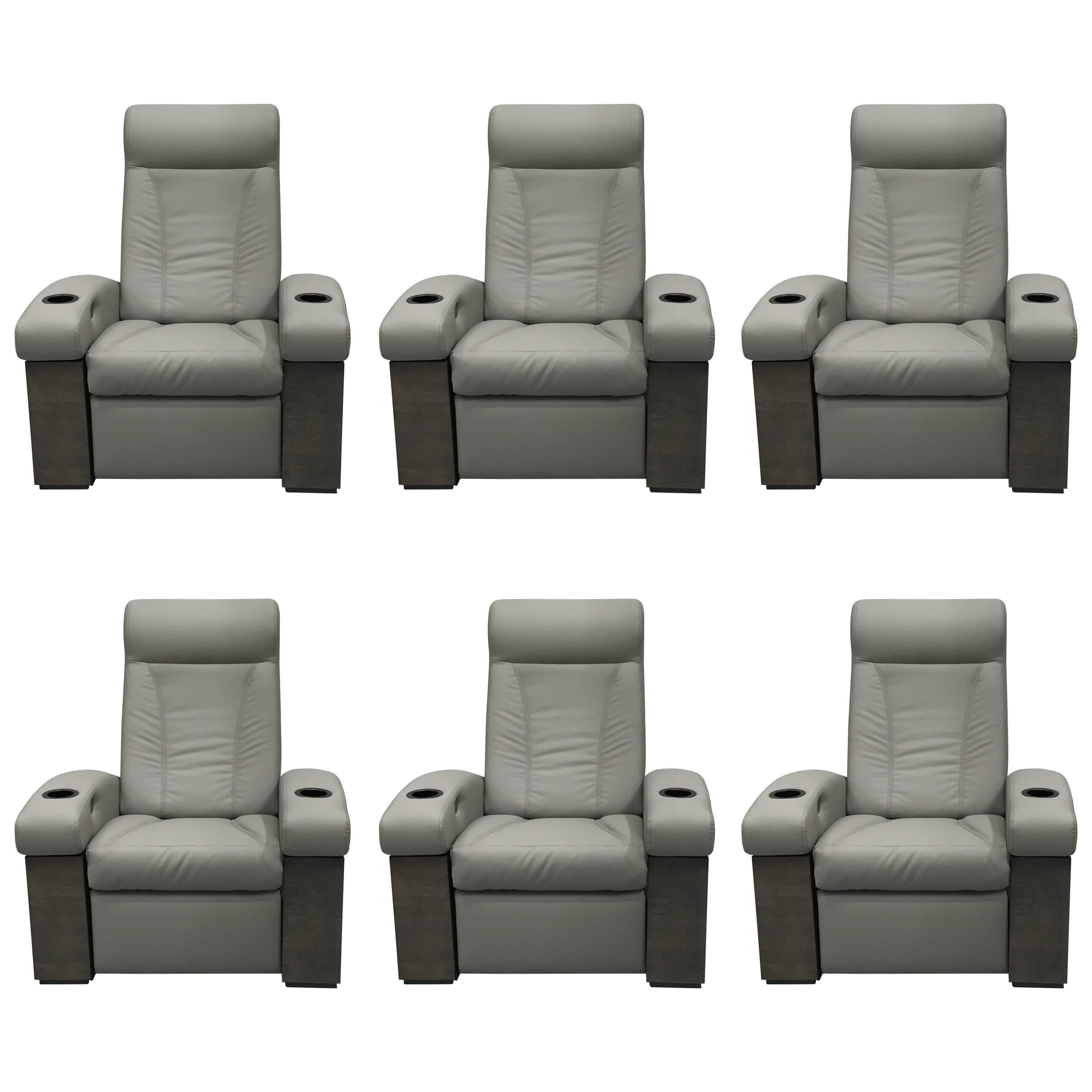 Set of Six Cineak Leather Media Chairs For Sale at 1stDibs | cineak ...