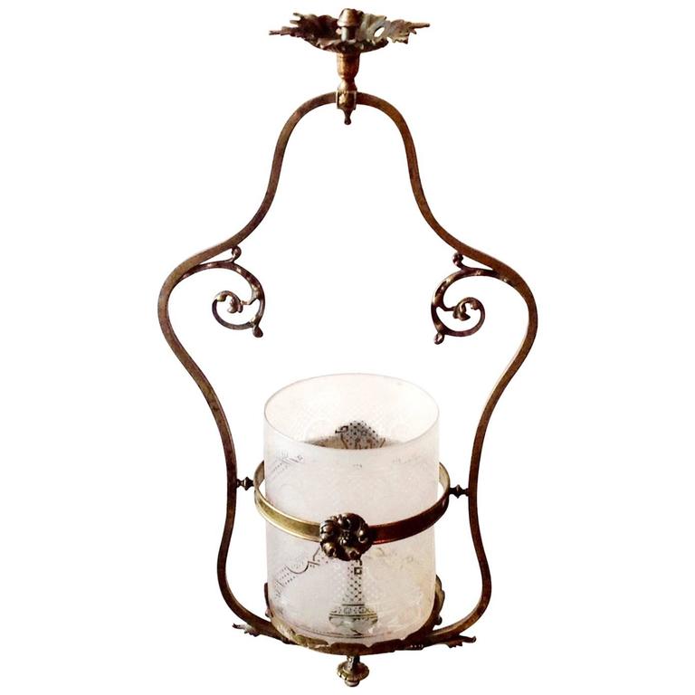 Antique Gas Hall Harp Fixture For Sale at 1stDibs