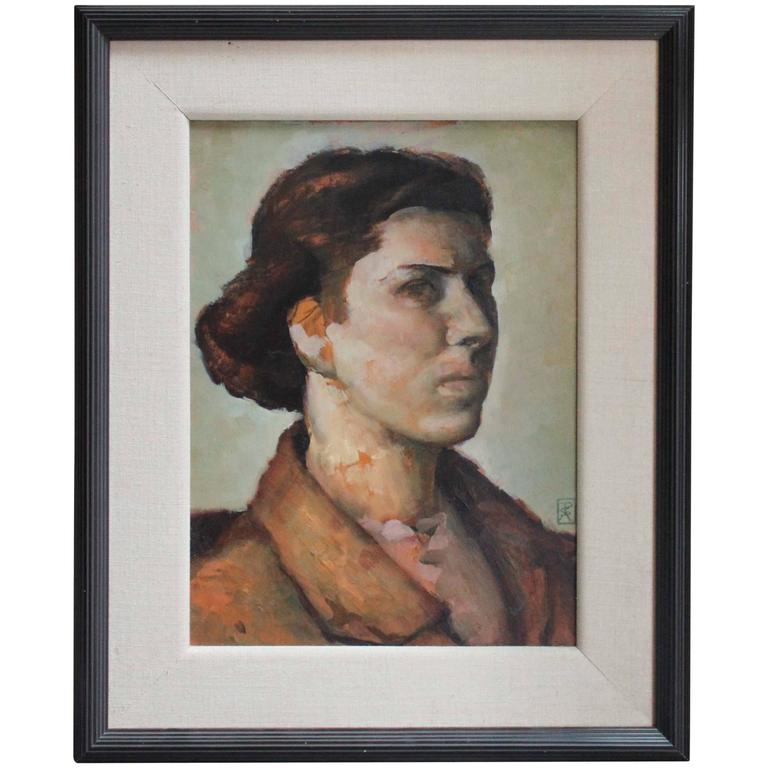 Painting of a Woman Signed P.S. Andrew For Sale at 1stDibs