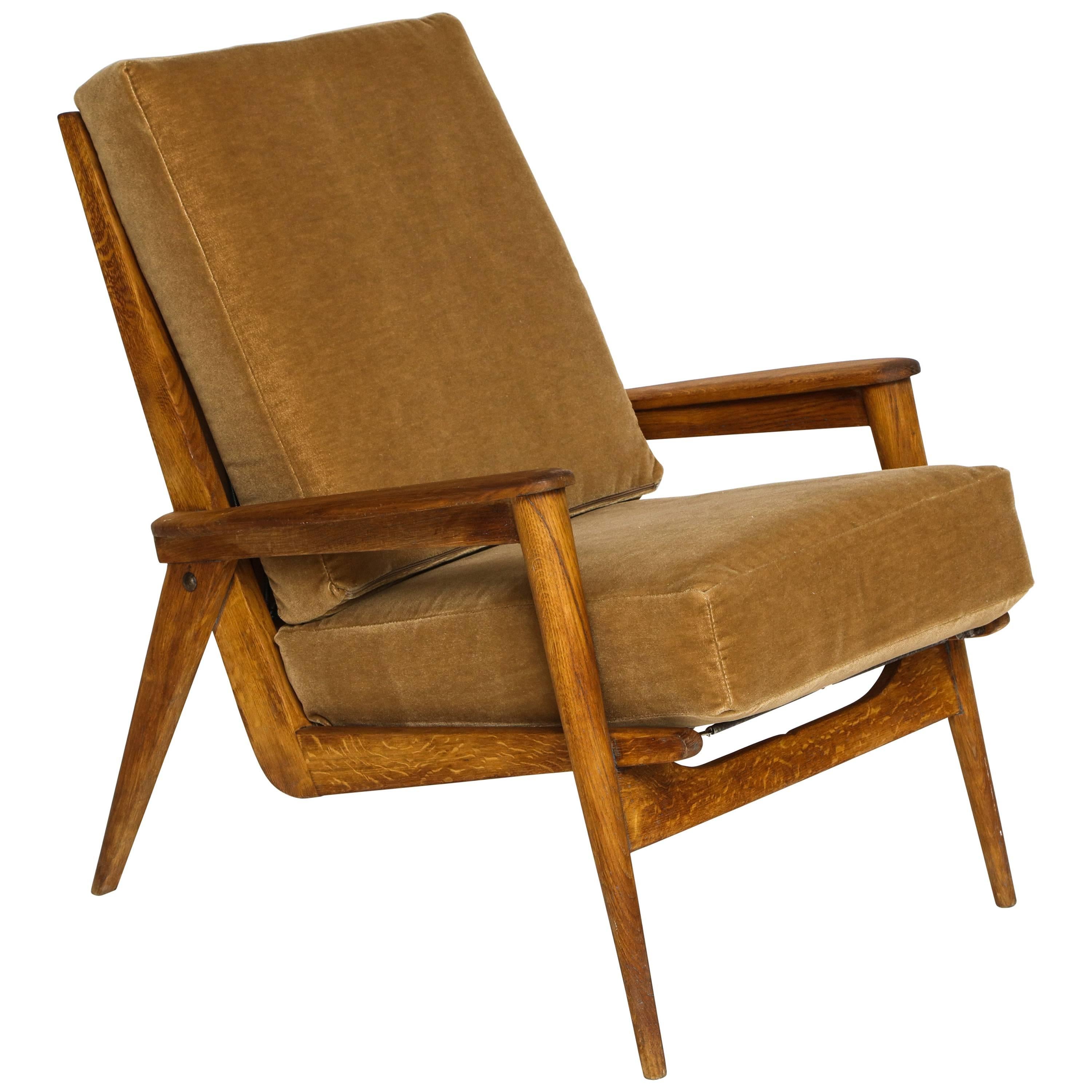 Guariche Attr. Oakwood Camel Mohair FS 144 Lounge Chair, Mid-Century ...