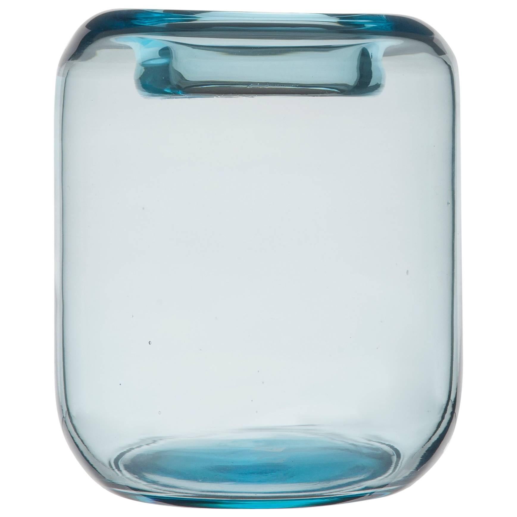 Blue Art Deco Glass Vase For Sale at 1stDibs