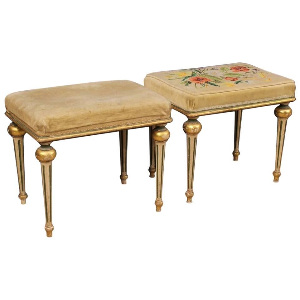 20th Century Pair of Italian Lacquered and Gold Footstools at 1stDibs