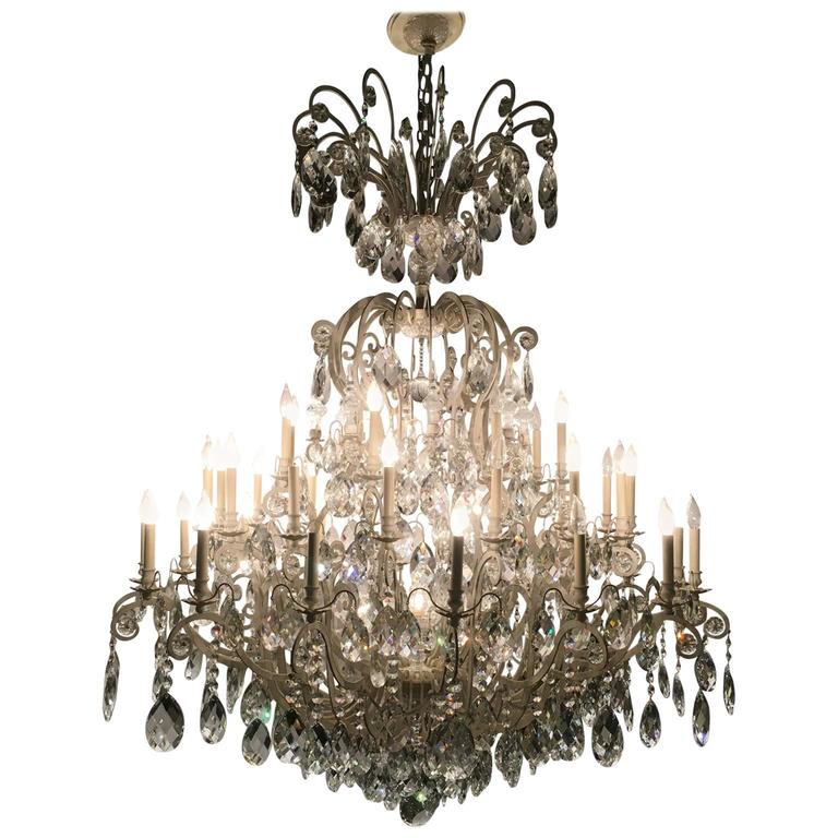 Monumental German Schonbek Painted Brass and Crystal Chandelier For ...