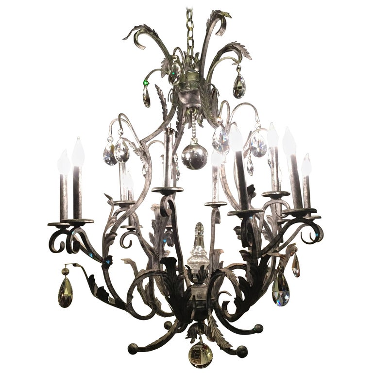 Palatial Silver Distressed Rustic Metal Chandelier by Schonbek For Sale ...