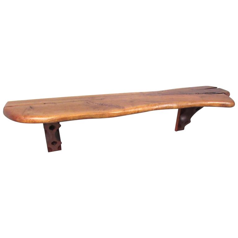 Rustic Modern Tree Slab Wall Shelf For Sale at 1stDibs