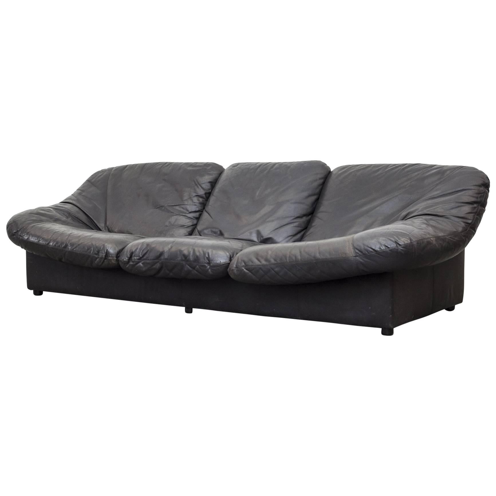 1970s Leolux Leather Bucket Three-Seat at 1stDibs