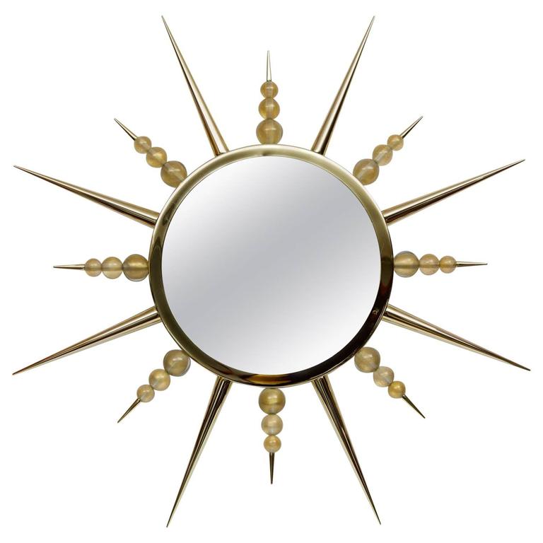 Murano Glass "Sunburst "Mirror For Sale at 1stDibs