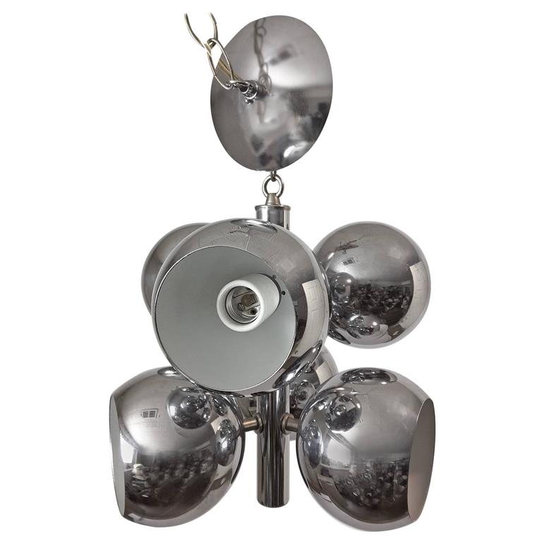 Mid-Century Modern Chrome Six-Ball Hanging Light Fixture at 1stDibs ...