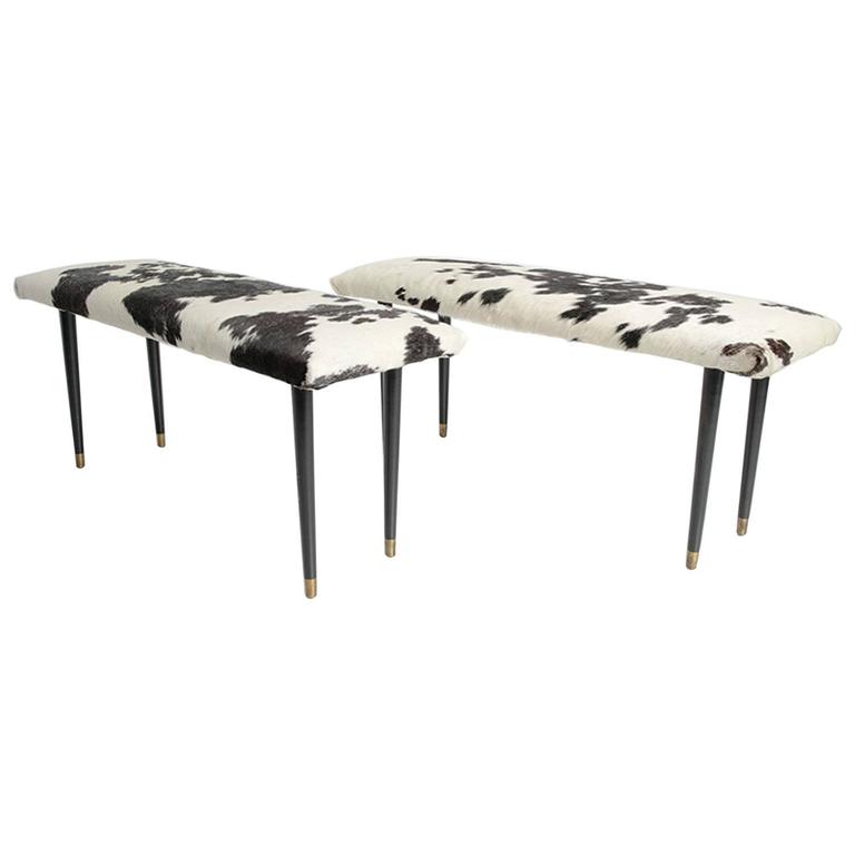 Pair of Cowhide Benches at 1stDibs