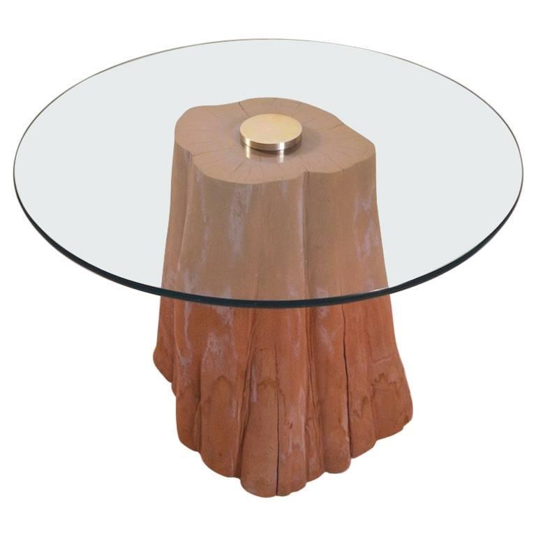 Tree Trunk Base Glass Top Table at 1stDibs