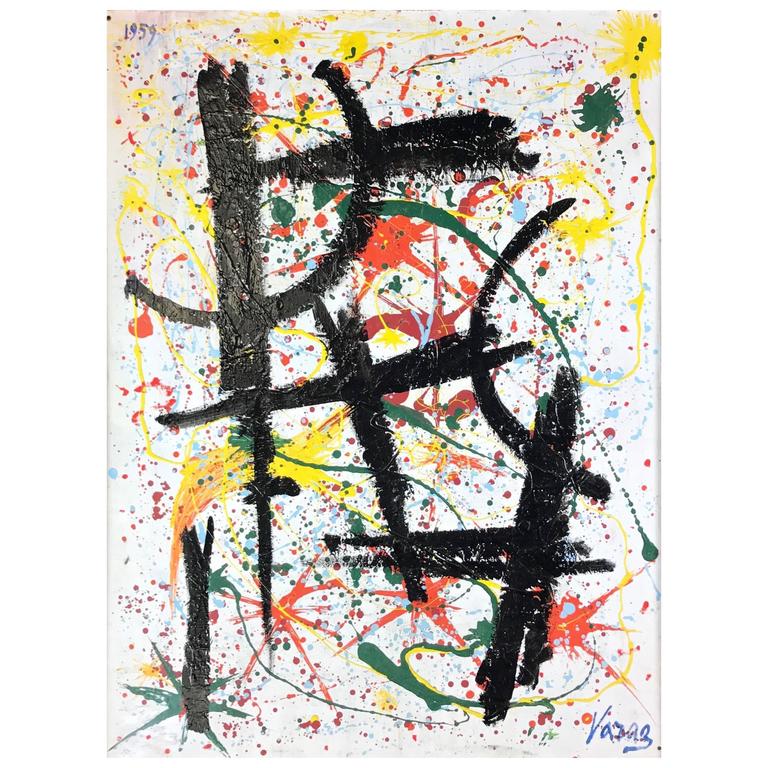 Varaz Samuelian “Untitled” Abstract Oil Painting, Signed and Dated at ...