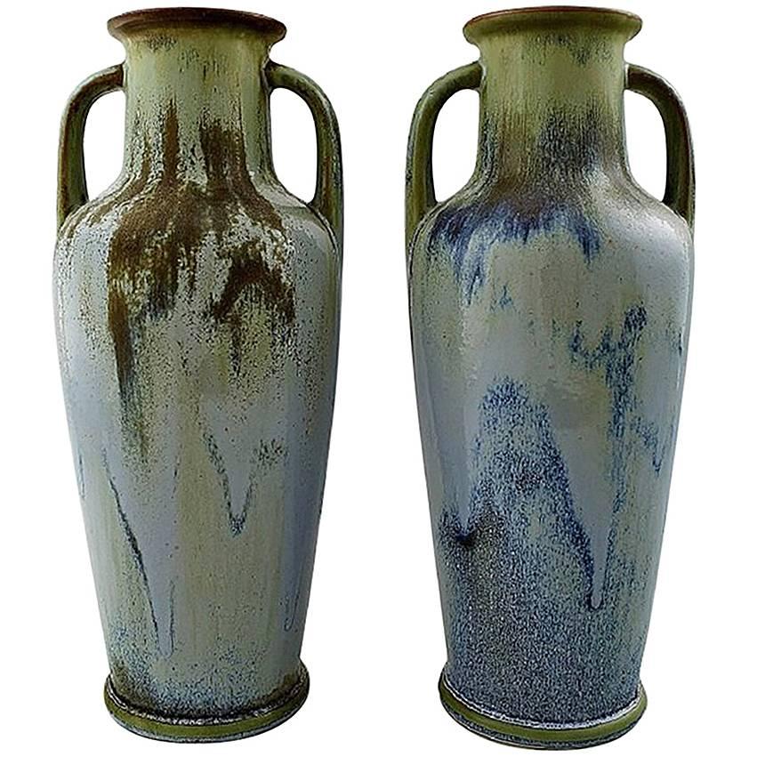 Pair of Belgium Pottery Vases at 1stdibs