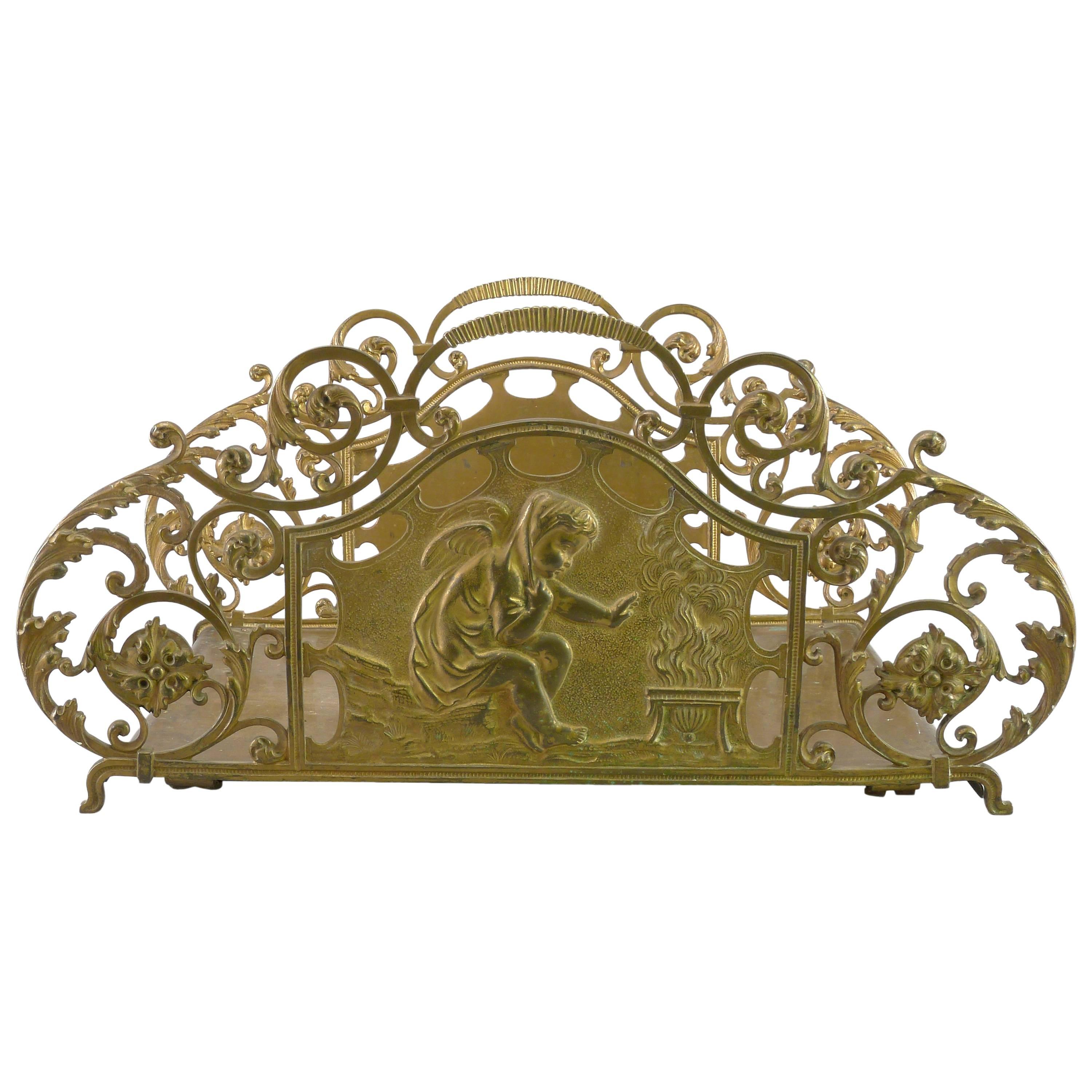 Late 19th Century French Log Carrier or Magazine Holder in Cast Brass ...