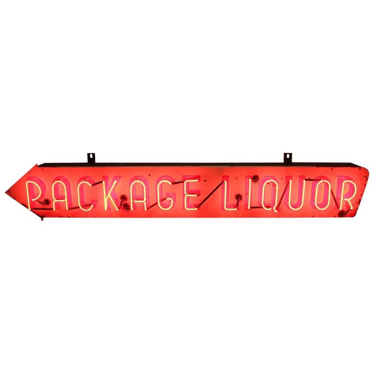 1950s Porcelain and Neon Package Liquor Sign at 1stDibs
