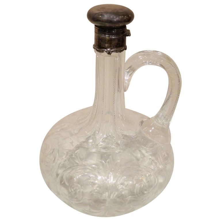 Crystal Sherry Decanter with a Sterling Top, Early 20th Century at 1stDibs
