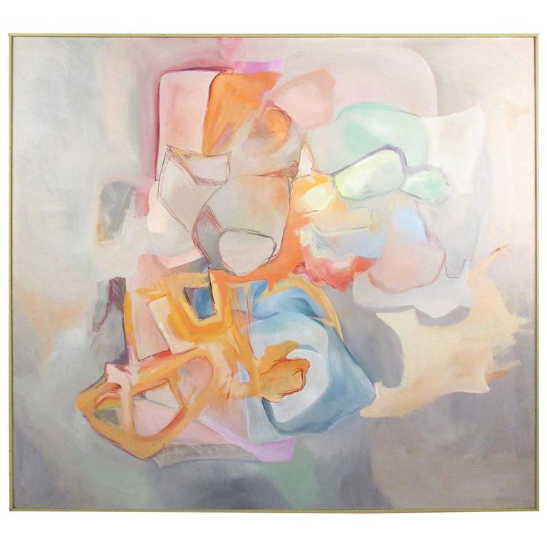 Mid-Century Modern Abstract Watercolor Painting For Sale at 1stDibs