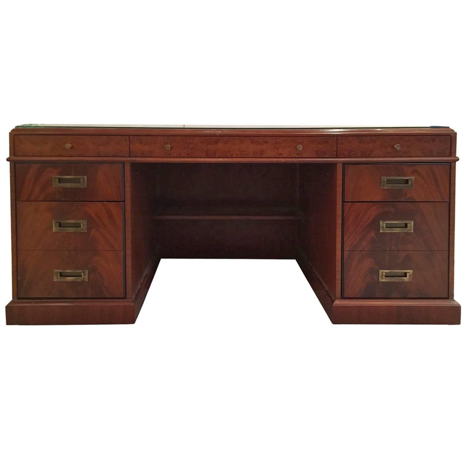 Campaign Style Executive Desk at 1stDibs