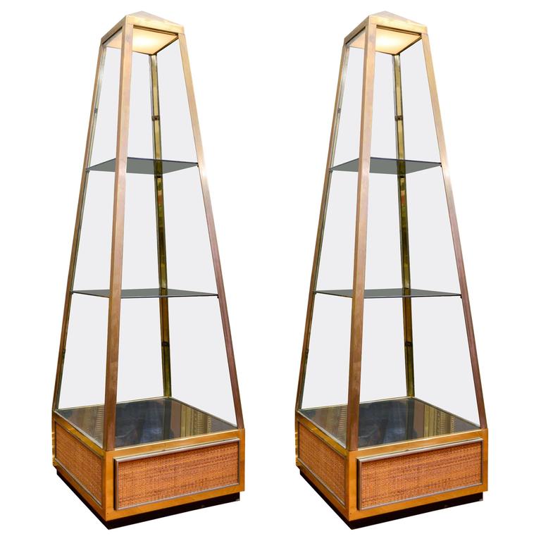 Mid Century Lighted Obelisk Vitrine at 1stdibs