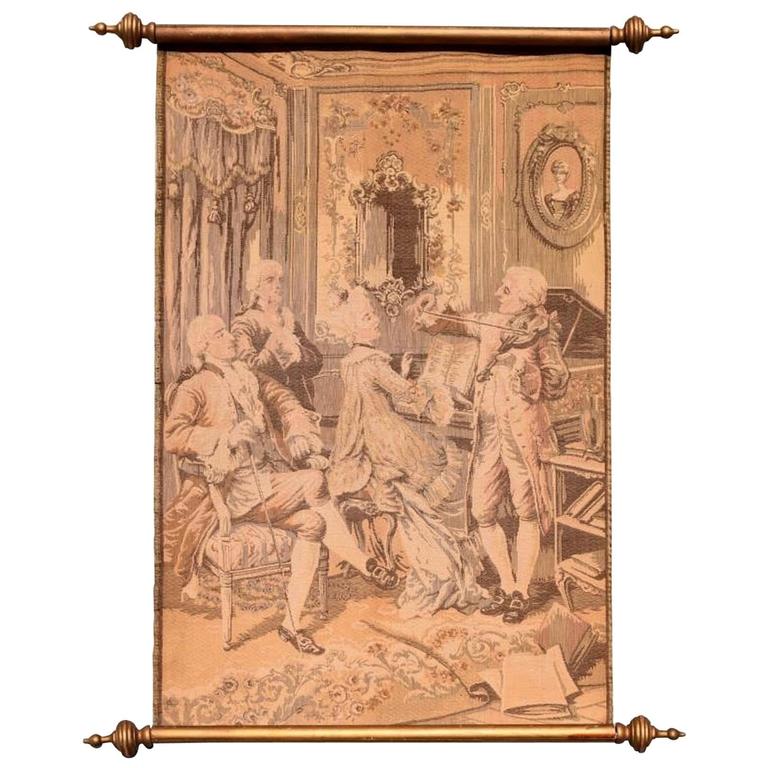 Scroll French Rococo Revival Tapestry Textile, 19th Century at 1stDibs