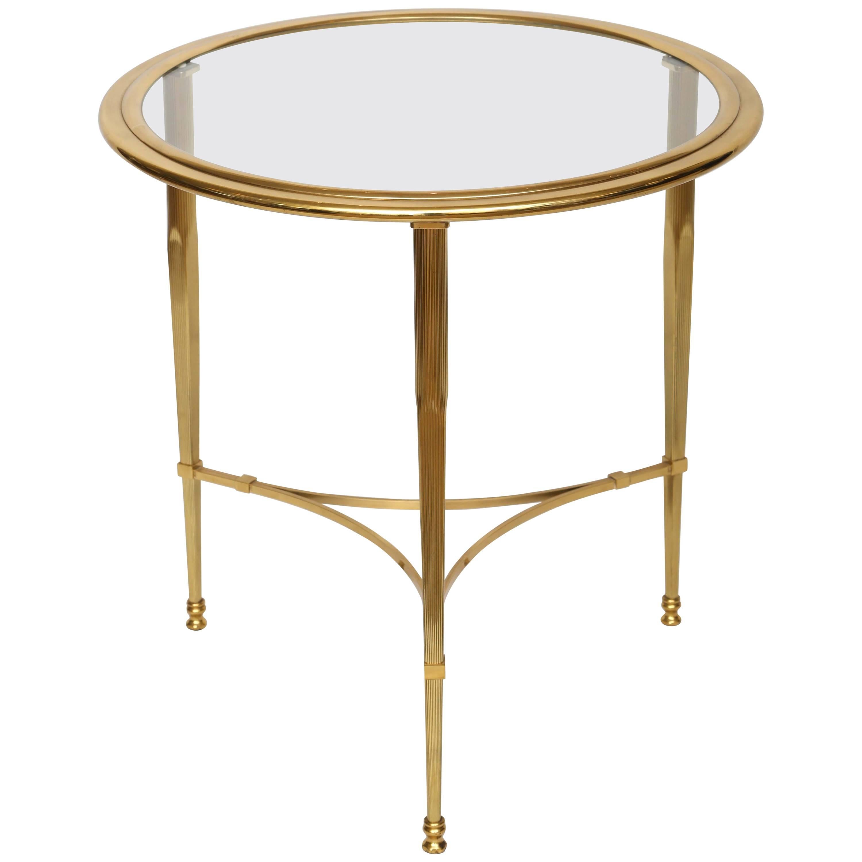 Round French Bronze Glass Top Side Table at 1stDibs