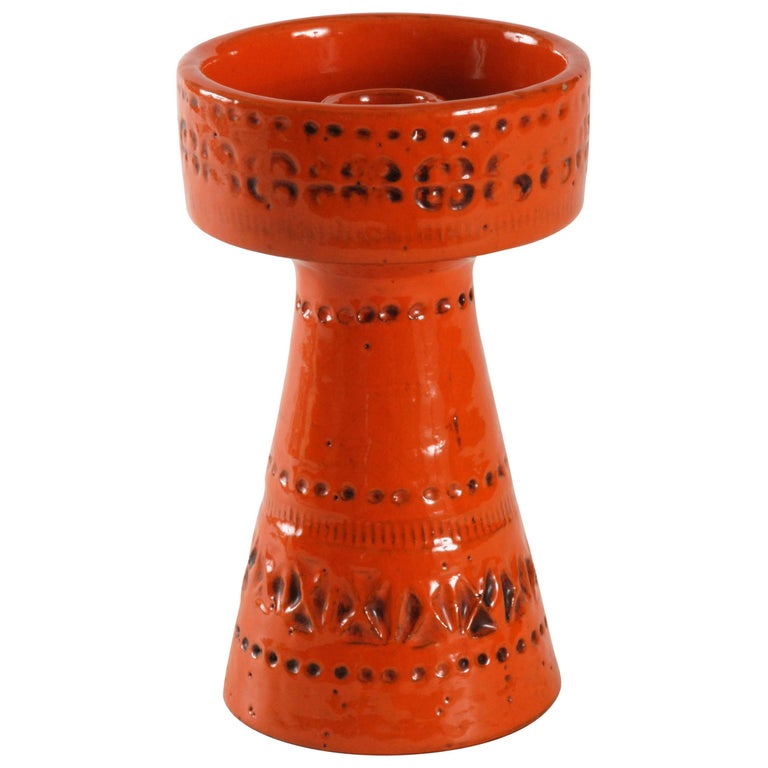 Bitossi Londi Designed Orange Candleholder Italy, circa 1968 at 1stDibs