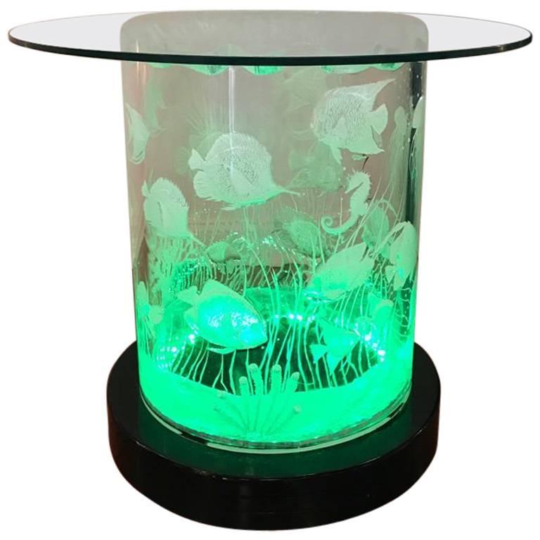 Signed Joseph Galvan Functional Acrylic Table with Glass Top at 1stDibs ...