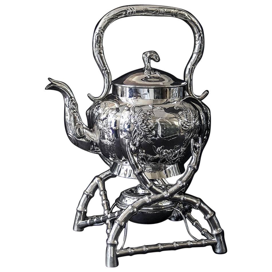 Antique Chinese Export Silver Kettle For Sale at 1stDibs
