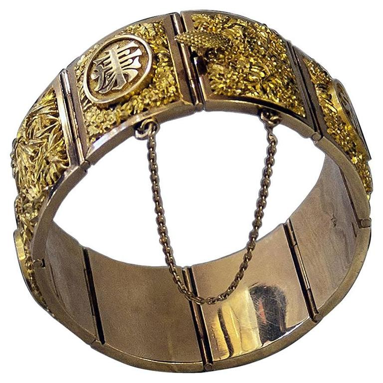 Chinese Export 18-Carat Gold Bracelet at 1stDibs