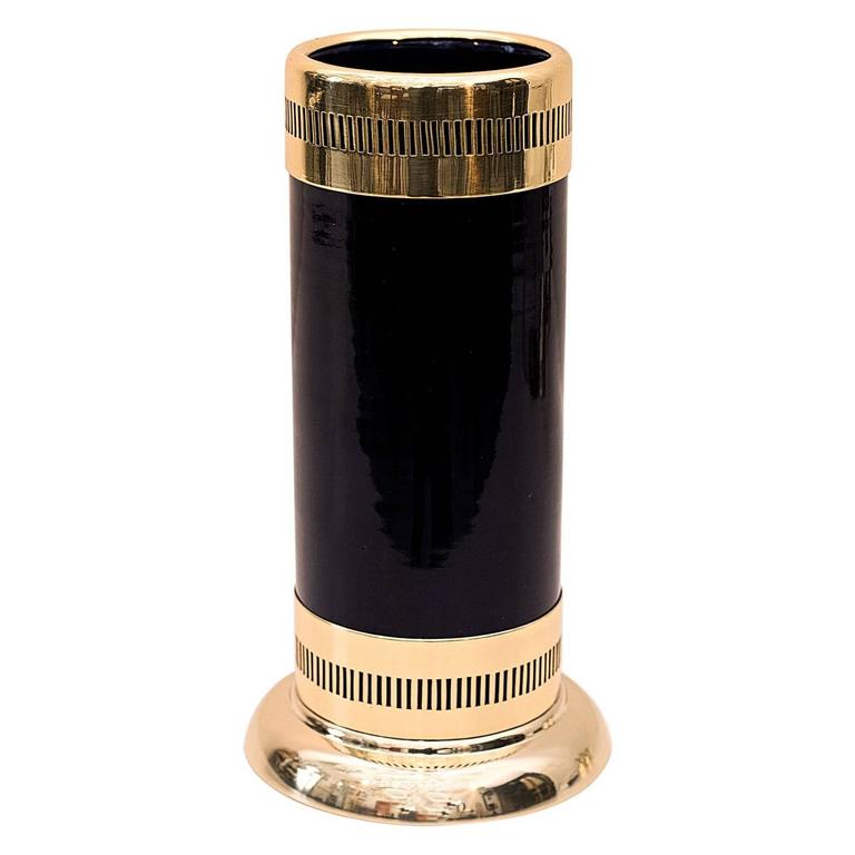Ceramic Vase with Brass Parts at 1stDibs