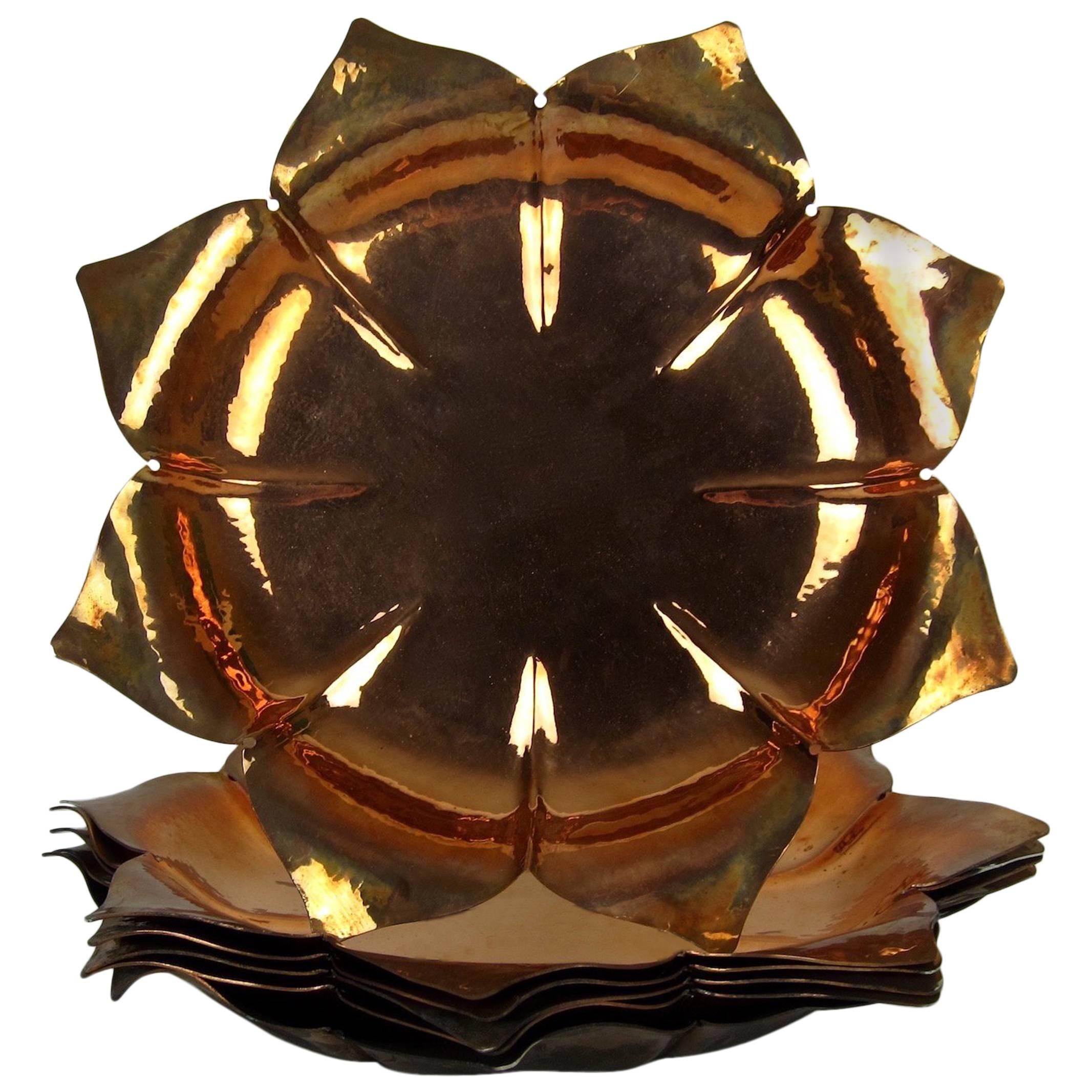 Six Marie Zimmermann American Arts and Crafts Lotus Form Low Bowls For ...