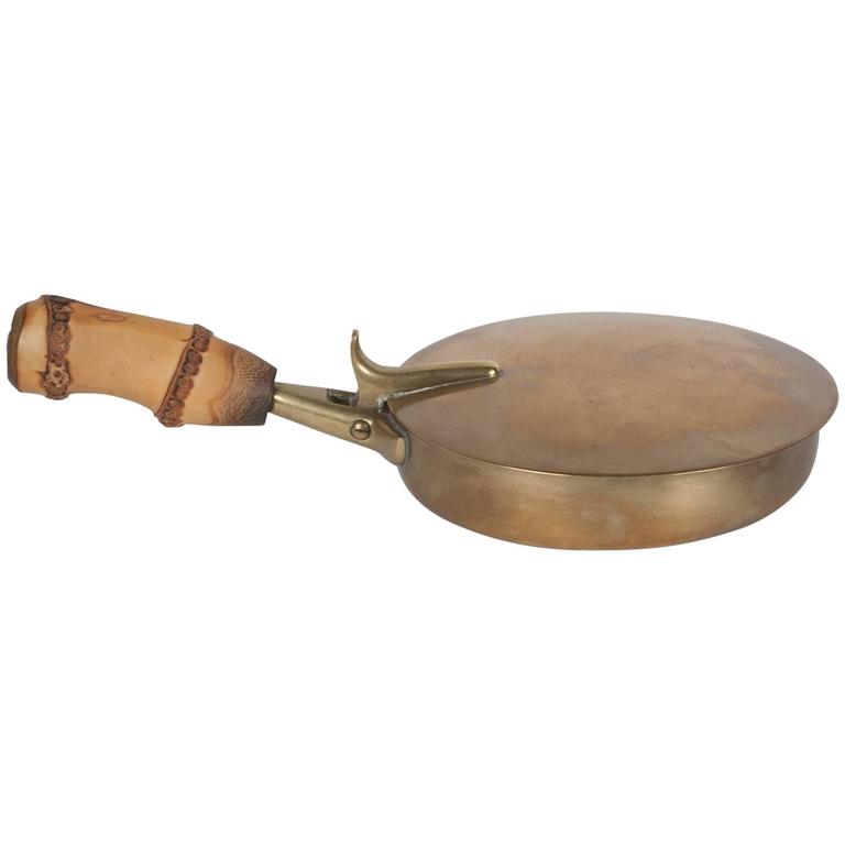 Brass Silent Butler Ashtray with Bamboo Handle by Carl Auböck at 1stDibs