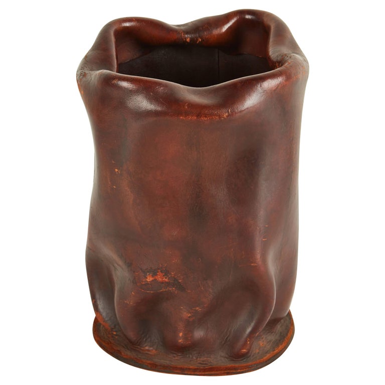Italian Boiled Leather Waste Basket at 1stDibs