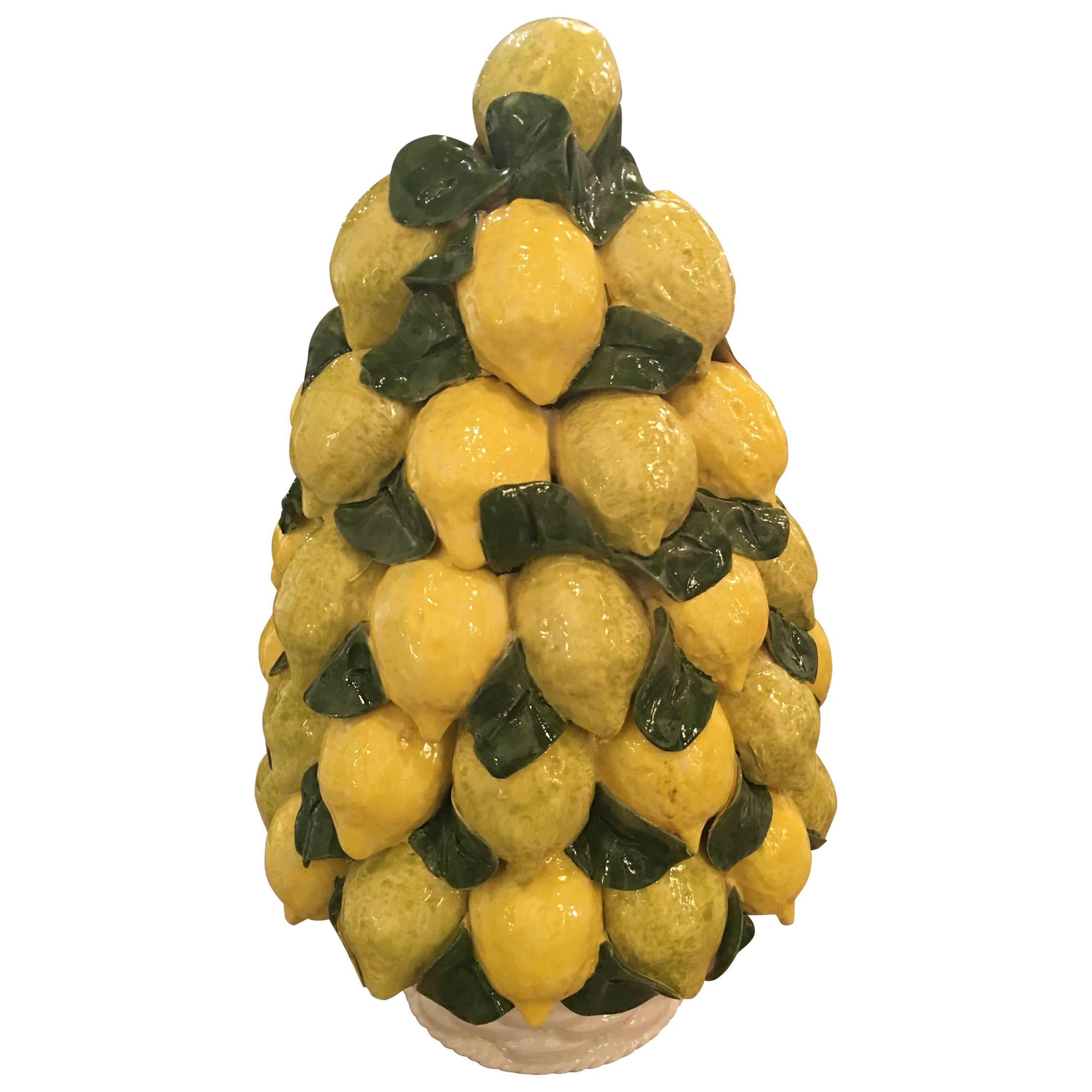 Large Vintage Lemon Tree Centerpiece Italy Italian Ceramic Hollywood ...