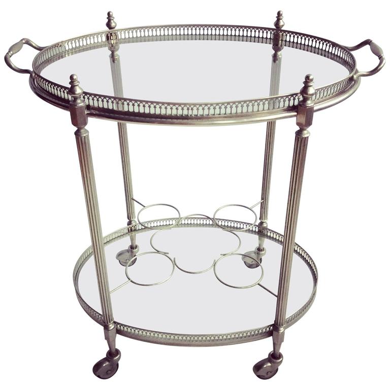 Vintage French Silver Oval Drinks Trolley at 1stDibs