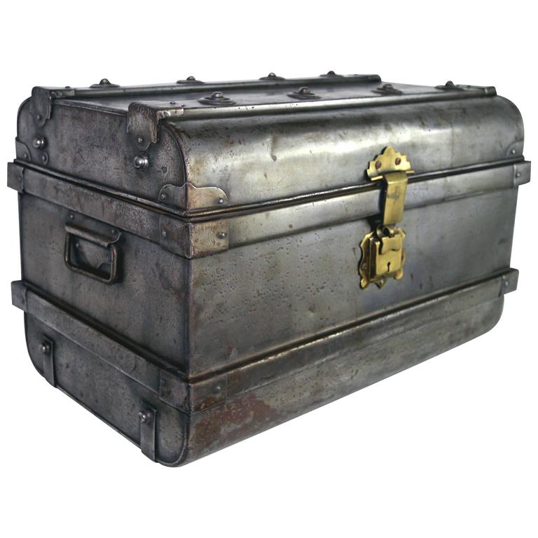 Nickel-Plated Steel Trunk For Sale at 1stDibs