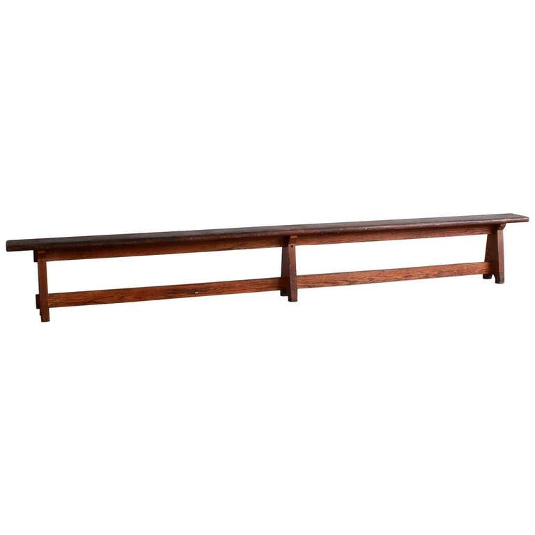 Long Rustic Bench with Middle Leg at 1stDibs | rustic long bench ...