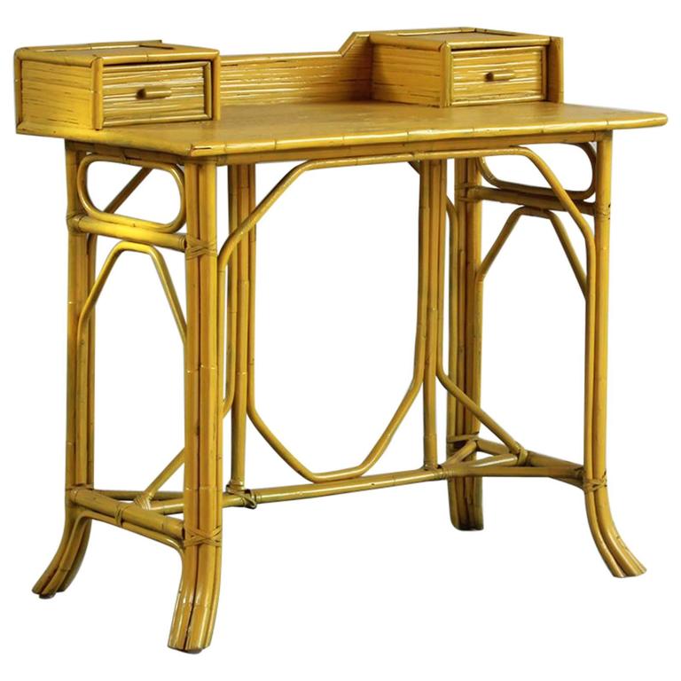 Yellow Painted Bamboo Writing Desk at 1stDibs