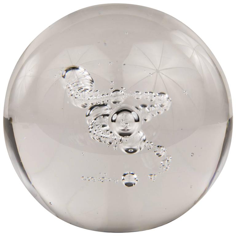 French Mid-Century Modern Glass Controlled Bubble Paperweight by ...