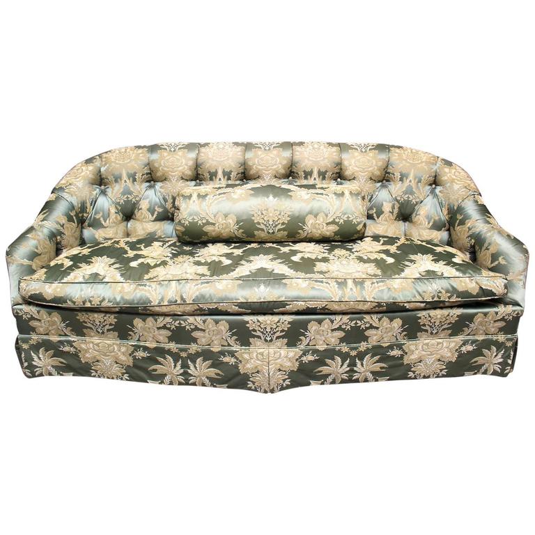 American Vintage Custom Sofa Upholstered in Chinoiserie Silk Damask at ...