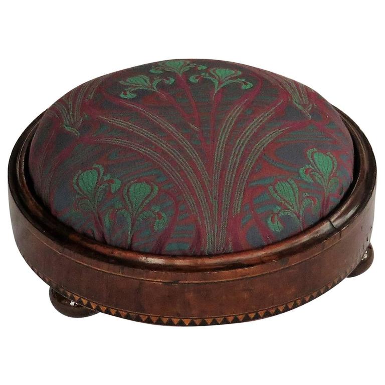Art Nouveau Circular Footstool Inlaid Mahogany with Bun Feet, circa ...