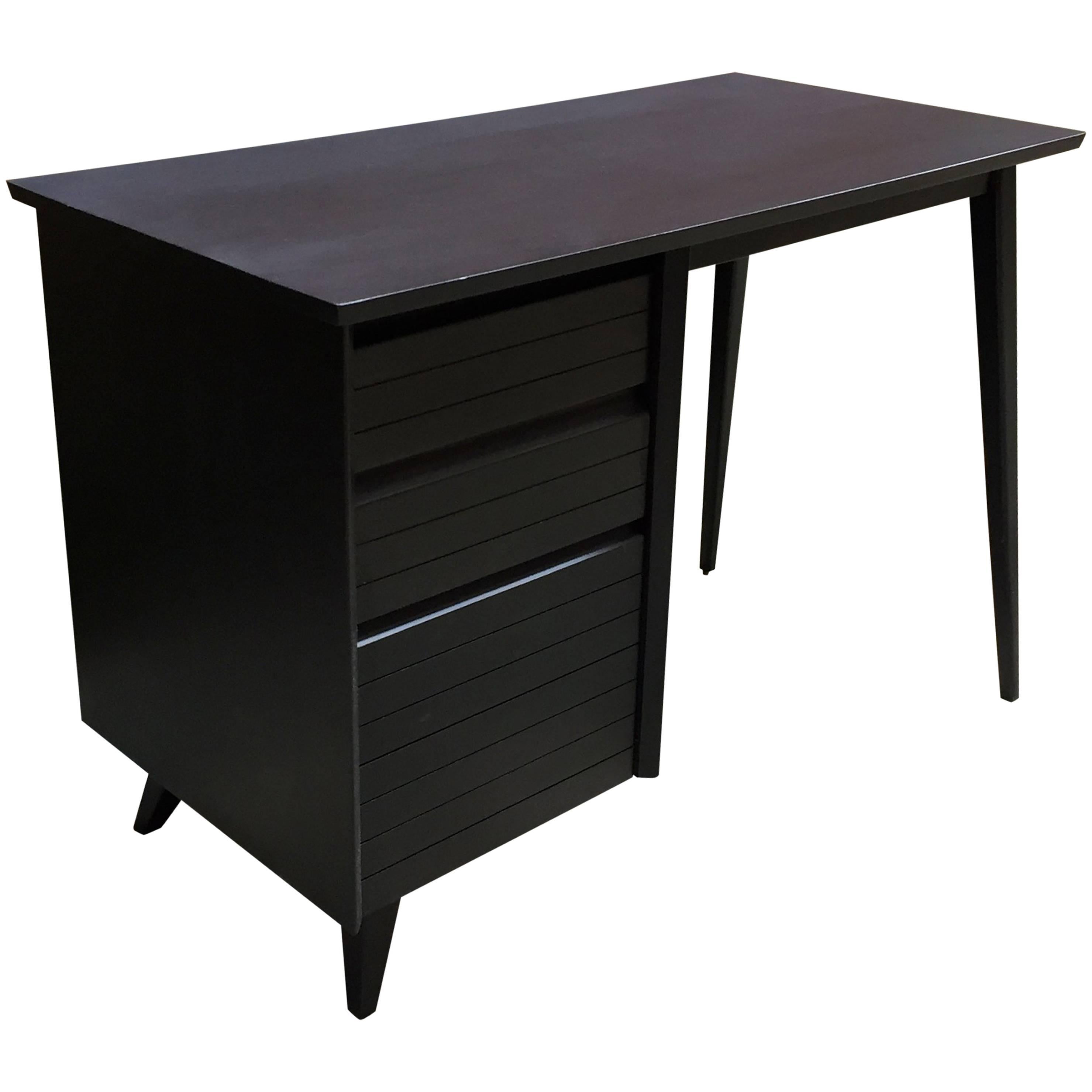 1950s Modern Berge Norman Associates Ebonized Desk at 1stDibs