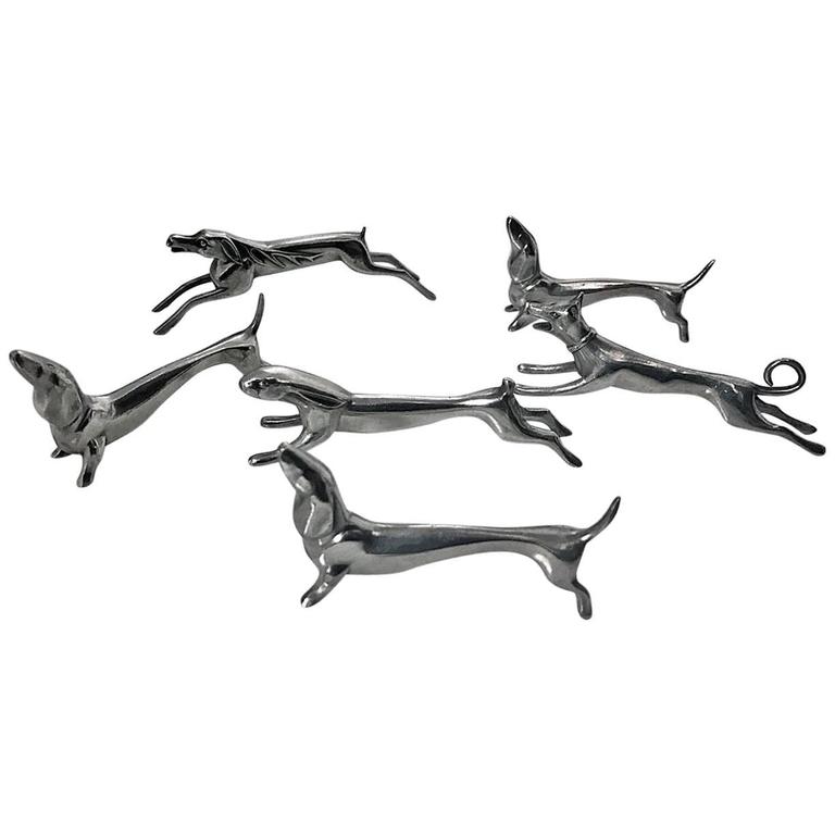 Set of six WMF Knife Rests, Germany, circa 1906, Hunting Theme at 1stDibs