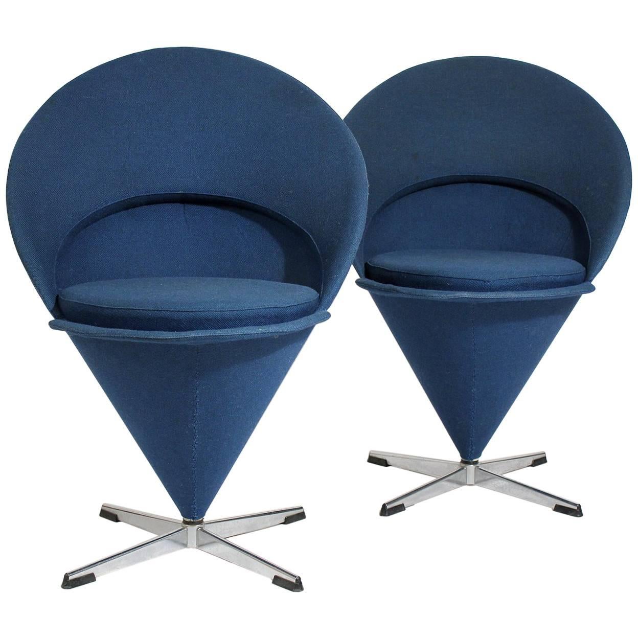 1960s Verner Panton Cone Chairs, Denmark with Original Fabric at ...